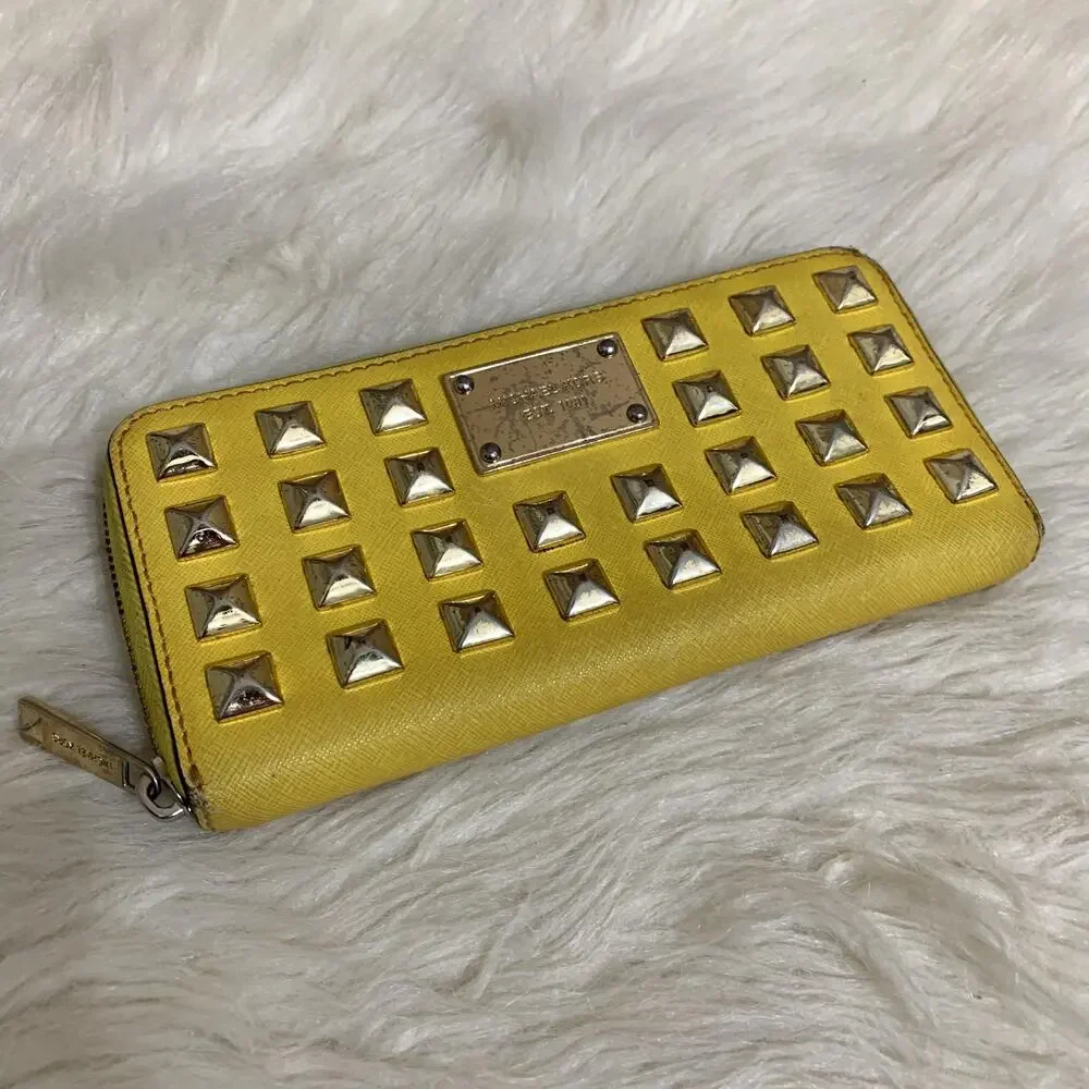 Michael Kors | Bags | Michael Kors Yellow Pyramid Stud Saffiano Leather ...